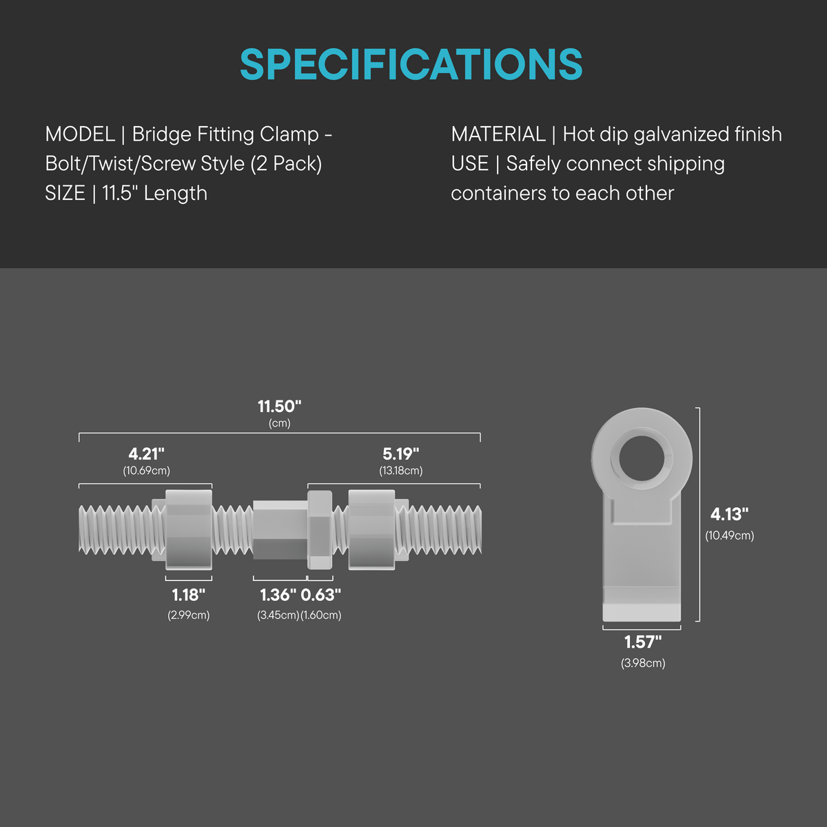 Bridge Fitting Clamp - Bolt/Twist/Screw Style (2 Pack)