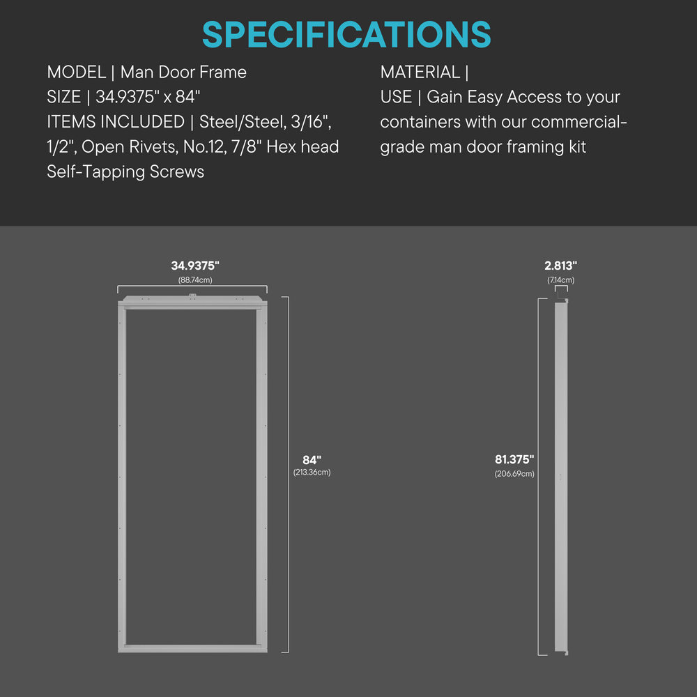 36" Steel Man Door & Frame Kit (Slab, Lever, Sweep & Hinges)
