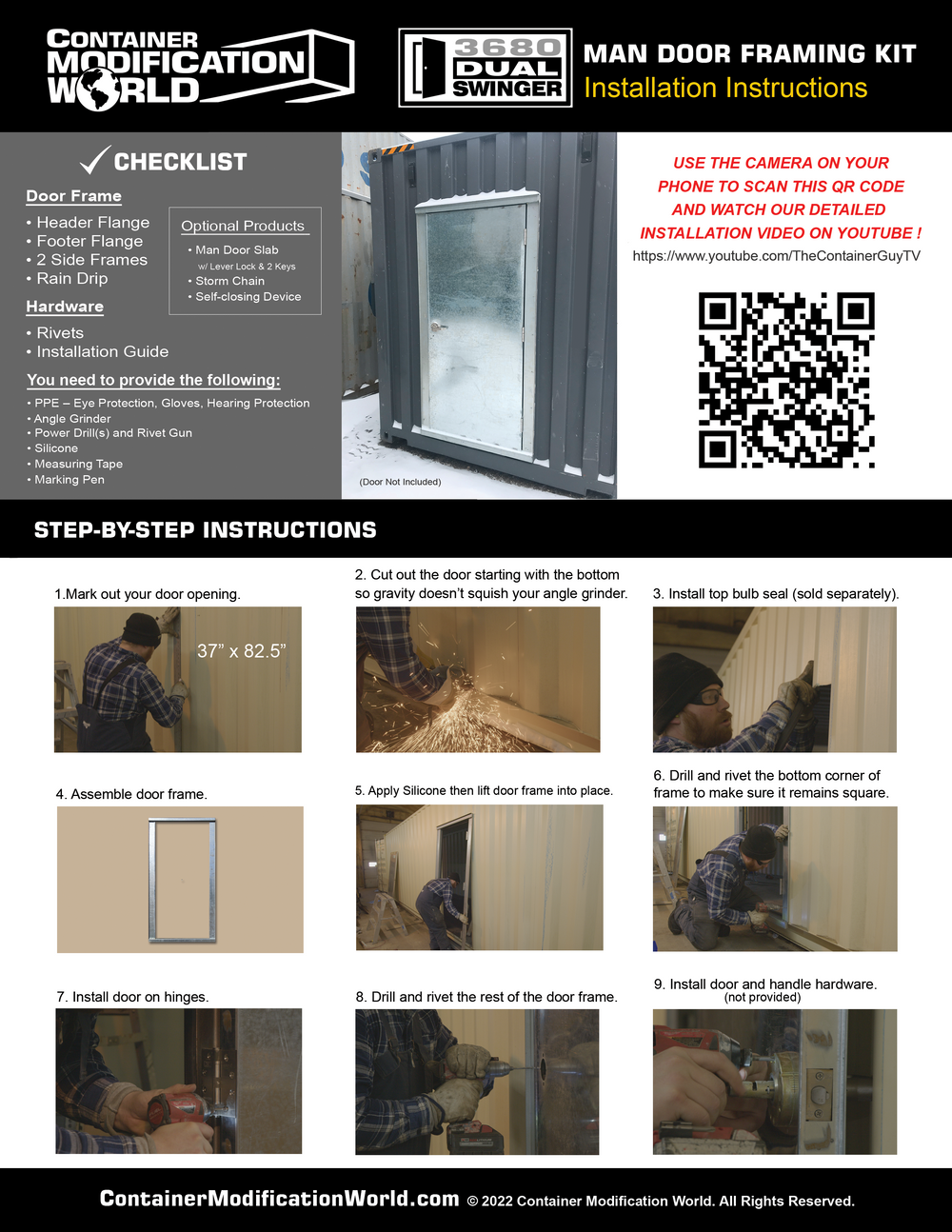 Steel Man Door & Frame Bundle (Slab, Lever, Sweep & Hinges)